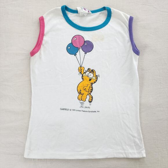 Vintage | Shirts & Tops | Vintage 7s Garfield Tank Top Kids 012 | Poshmark